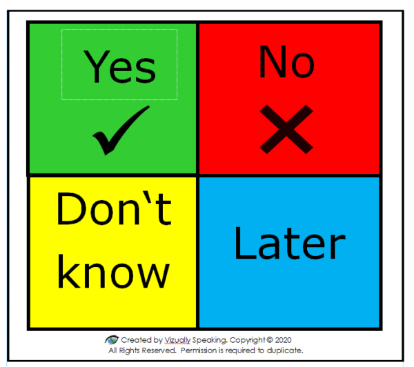 YES/NO/I don't know/later - Visual Aid - Colour - First In Vizually ...